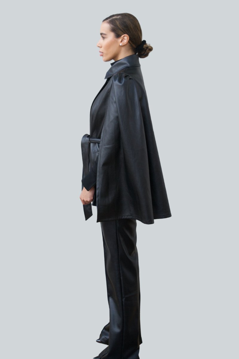 Adele Vegan Short Leather Cape - Nina Nieves